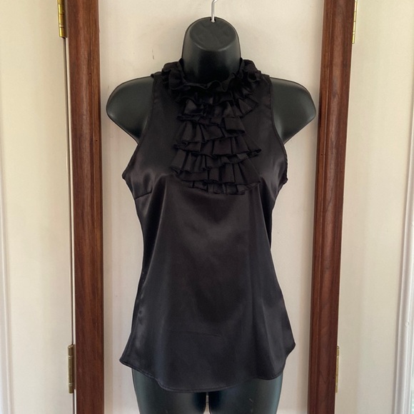 Zara | Tops | Zara Black Ruffle Front Sleeveless Top Xs | Poshmark